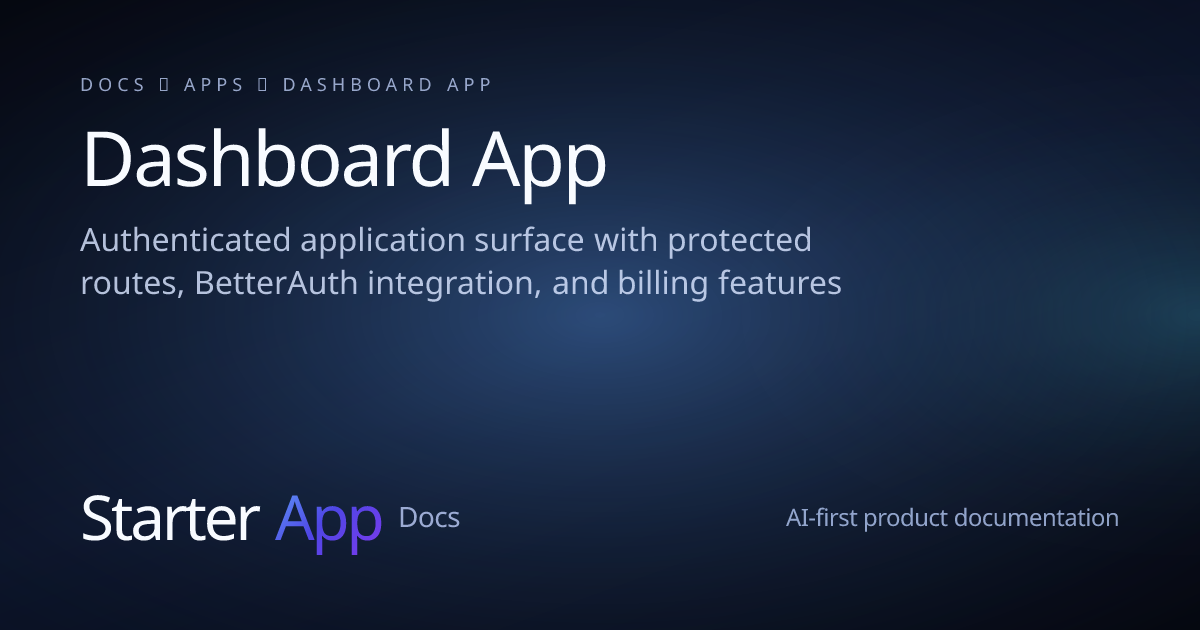 Dashboard App | StarterApp Docs
