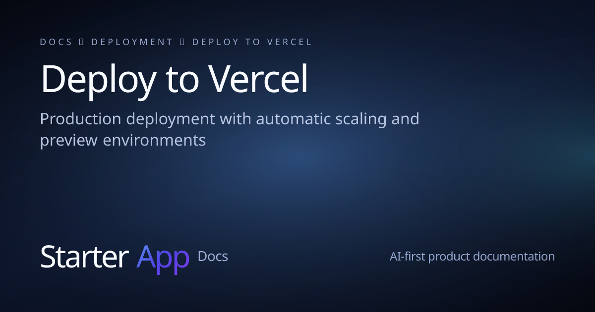 Deploy to Vercel | StarterApp Docs
