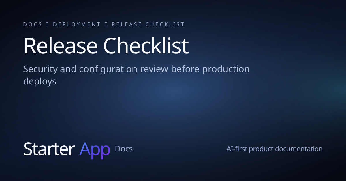 Release Checklist | StarterApp Docs