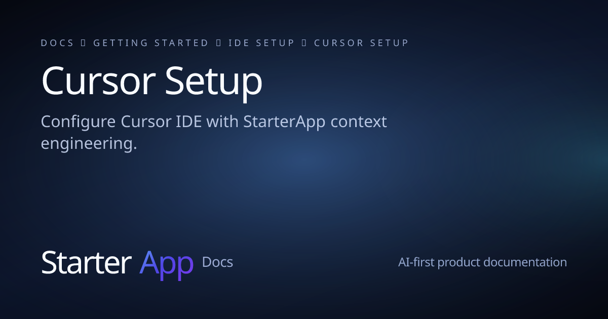 Cursor Setup | StarterApp Docs